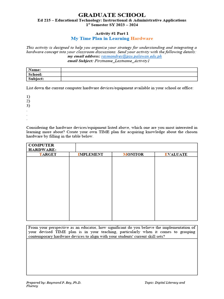 Activity 1 | PDF | Educational Technology | Computer Hardware
