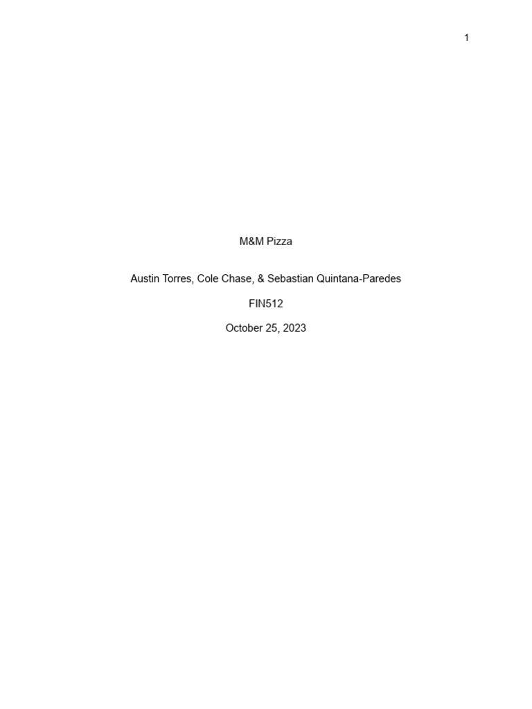 M M Pizza Case PDF Capital Structure Cost Of Capital