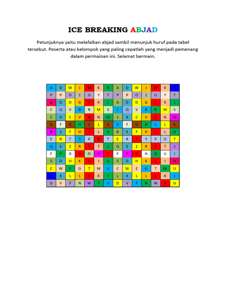 Permainan Ice Breaking Abjad | PDF