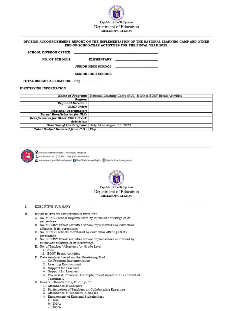 Updated Accomplishment Report | PDF | Learning