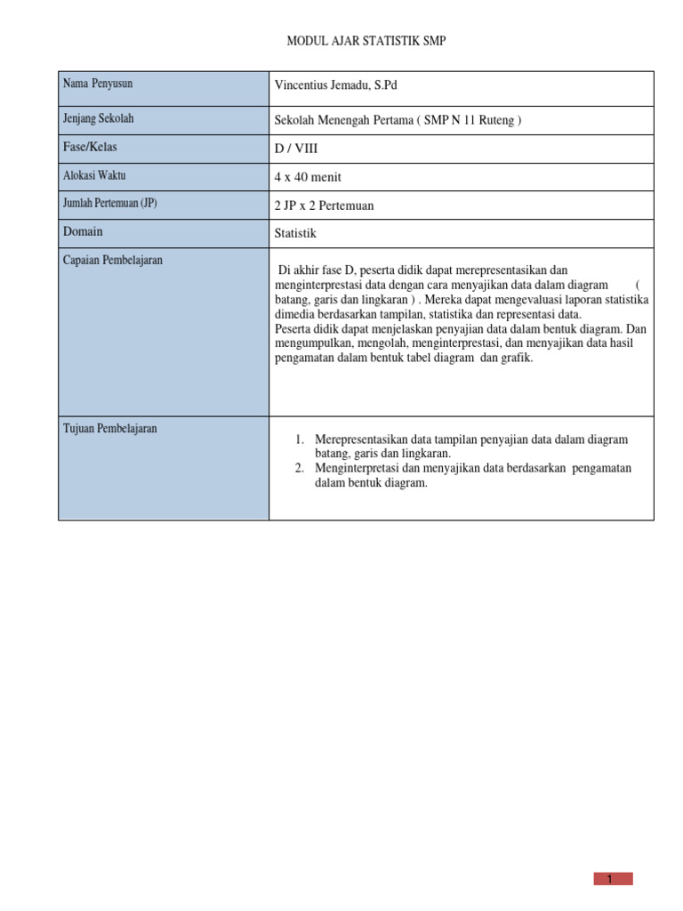 Modul Ajar Statistik SMP | PDF