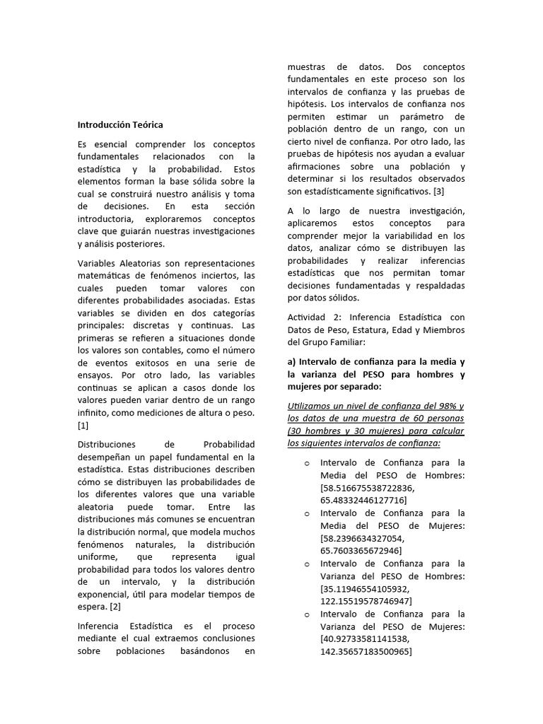 Codigos para Realizar El Proyecto 2 de Proba | PDF | Diferencia | Intervalo de confianza