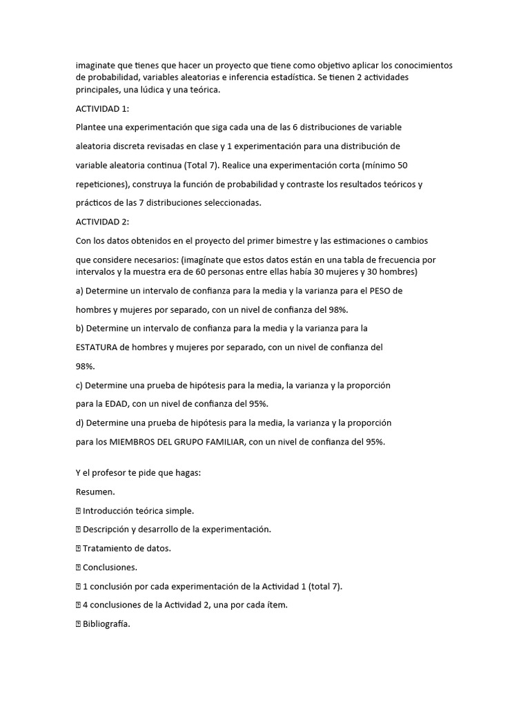 Promp para Hacer El Proyecto de Proba | PDF | Estadísticas | Intervalo de confianza