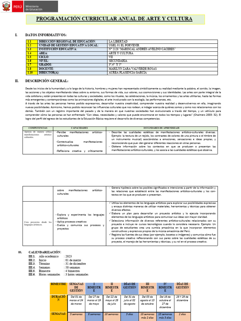 PROGRAMACION ANUAL VII CICLOarte | PDF | Aprendizaje | Las emociones