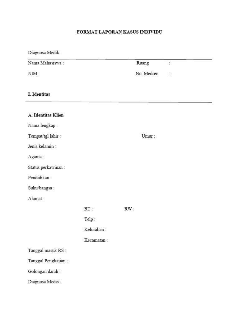 Format Laporan Kasus Individu | PDF