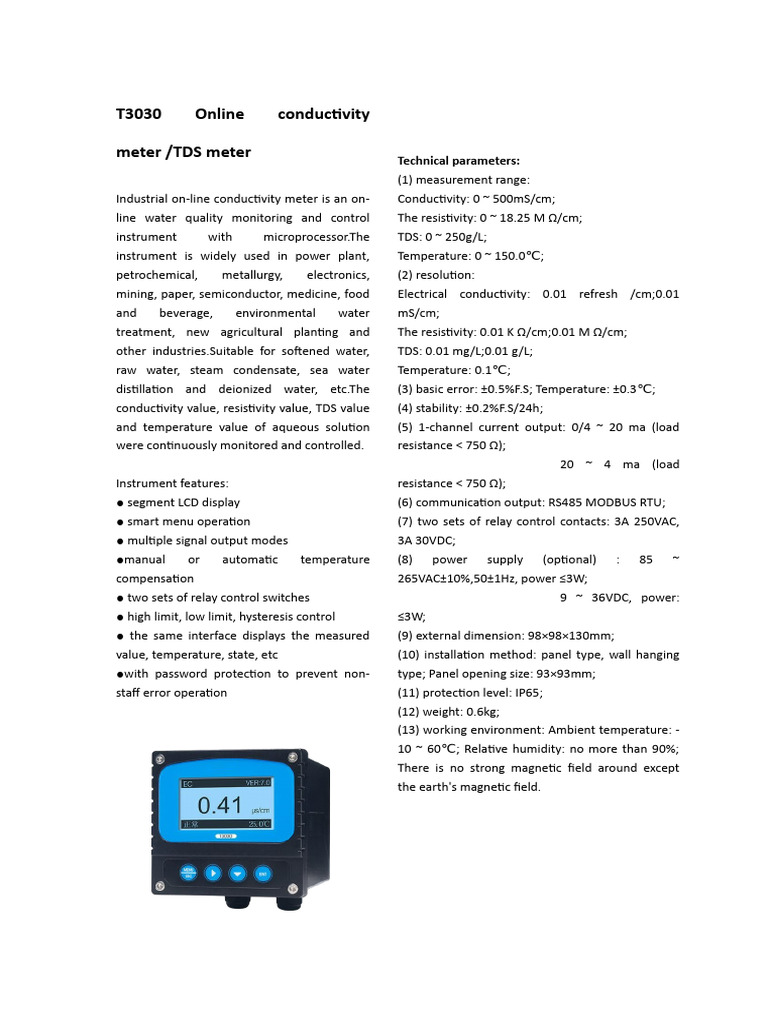 Conductivity Controller | Download Free PDF | Electrical Resistivity ...