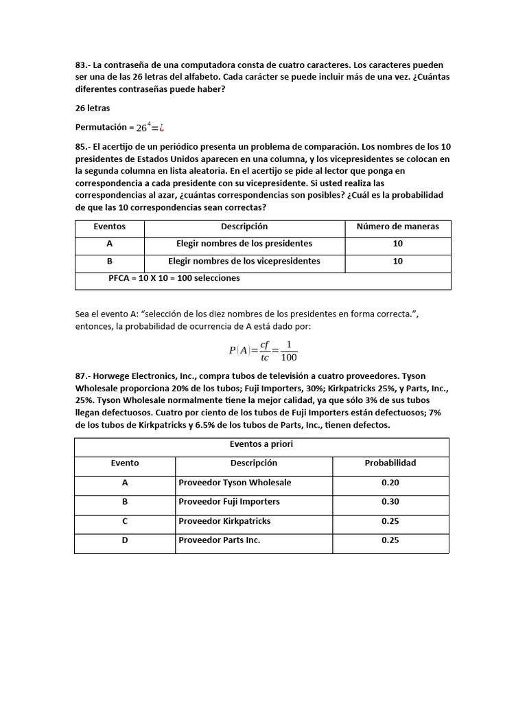 Cap 5 Ejer 83 - 85 - 87 | PDF | Probabilidad | Matemáticas