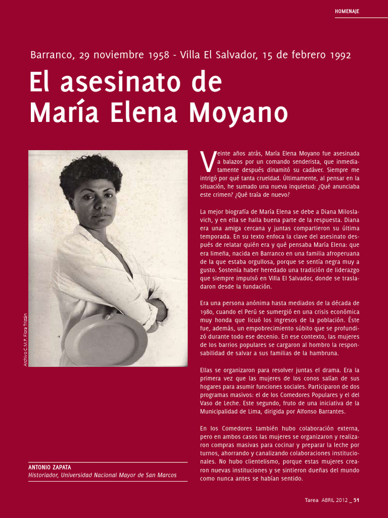 Tarea79 51 Homenaje Maria Elena Moyano | PDF