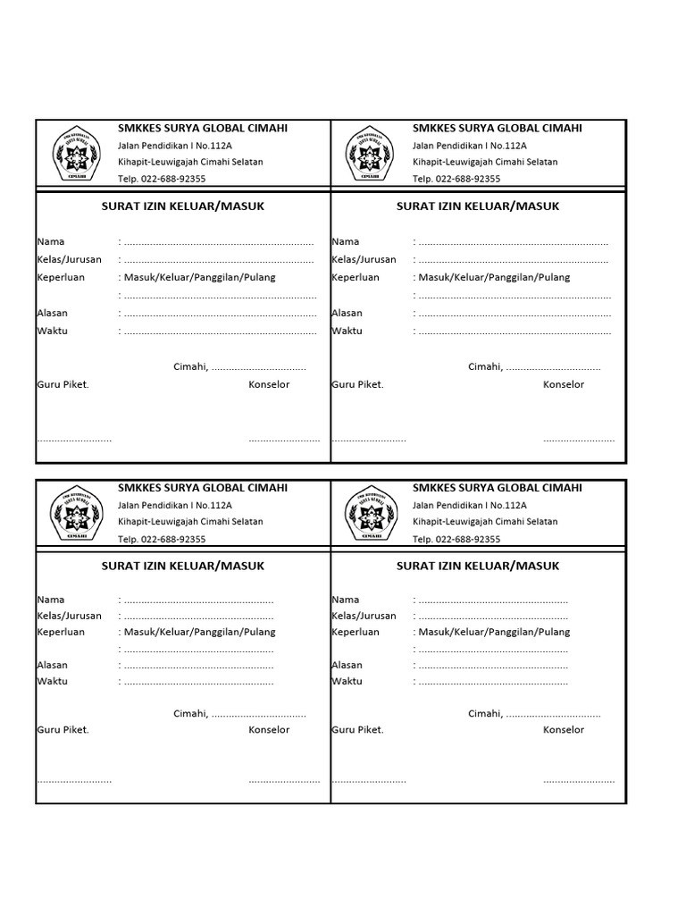 Surat Izin Piket | PDF | Bisnis