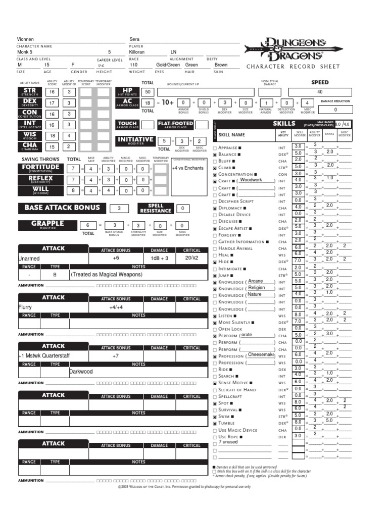 Interactive DND 3.5 Character Sheet 1 | PDF | Role Playing Games