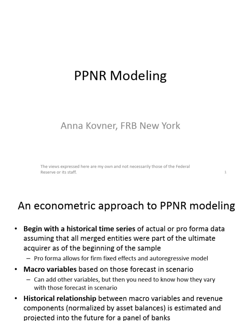 PPNR Modeling for Bank Analysts | PDF | Forecasting | Time Series