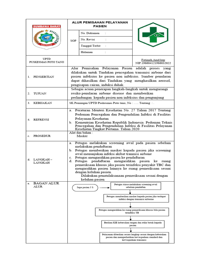SOP PEmisahan Pasien Infeksius | PDF