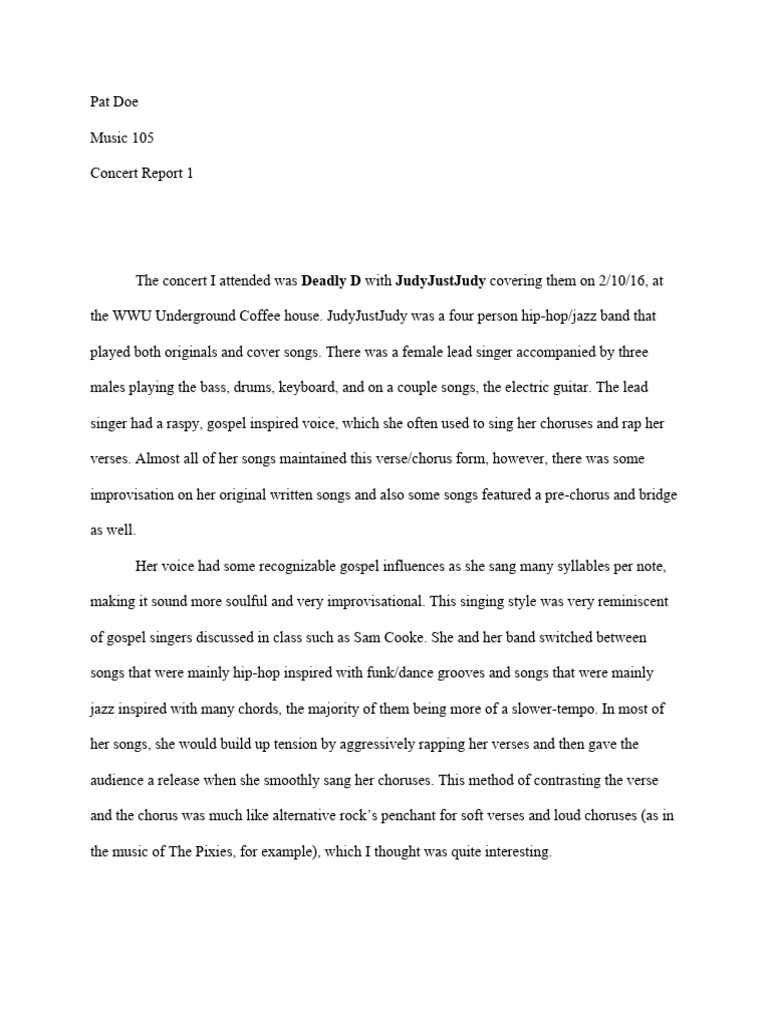 Example Concert Report | PDF | Song Structure | Singing