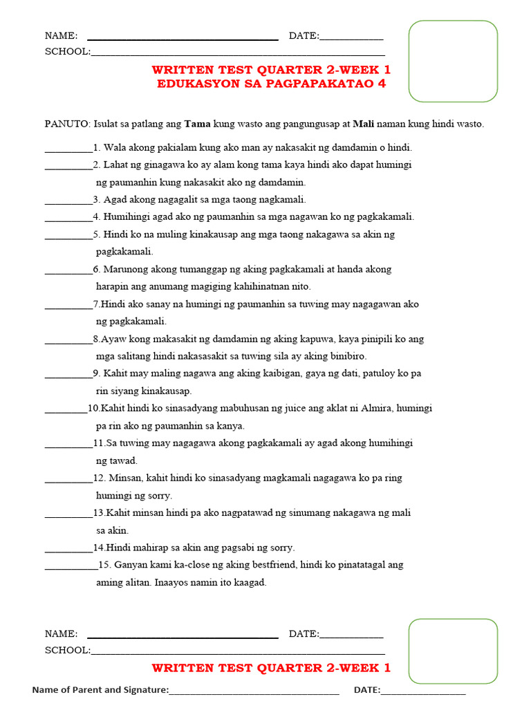 Quarter 2 Week 1-Set 1 | PDF