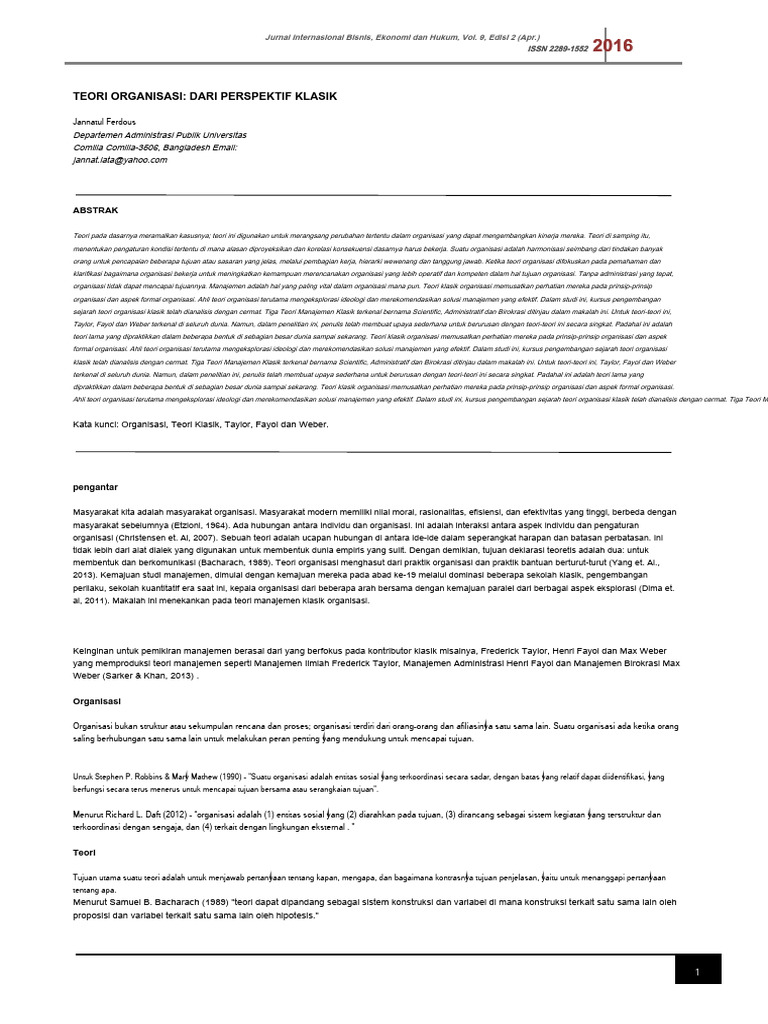 Organizational Theory From Classical Perspective - En.id | PDF