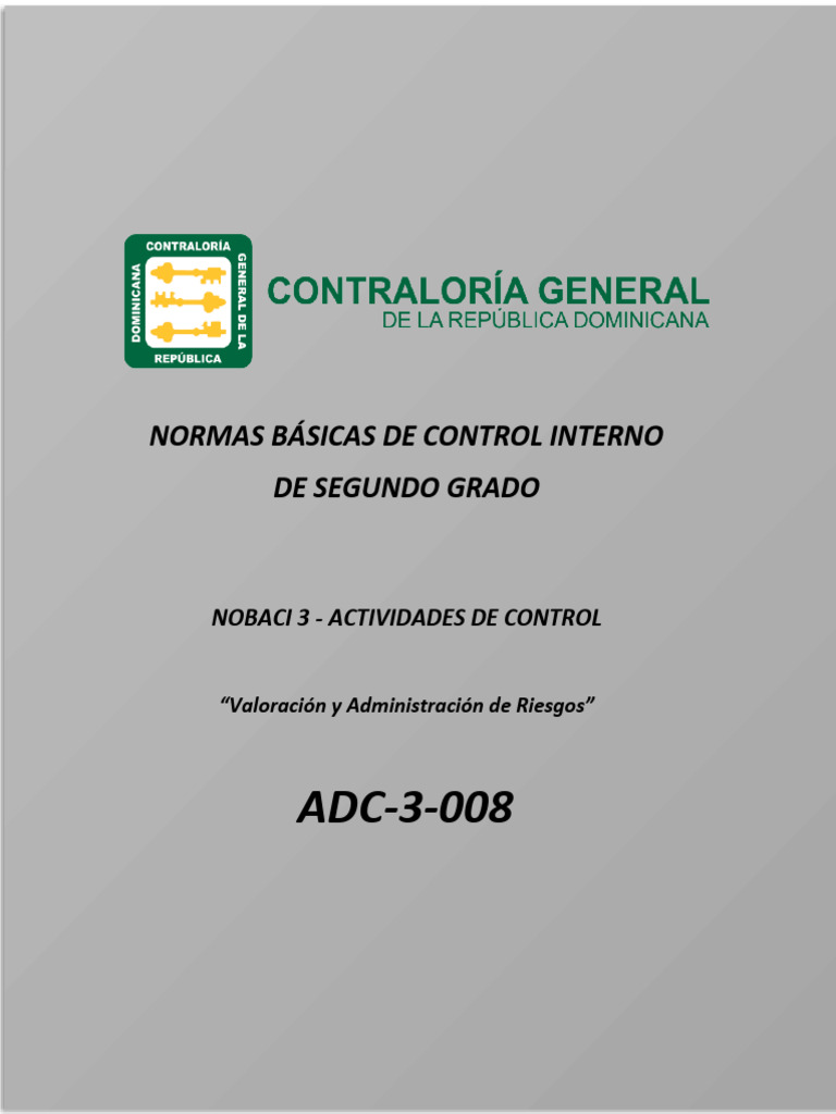 Normas de Control Interno NOBACI 3 | PDF | Planificación | Evaluación ...