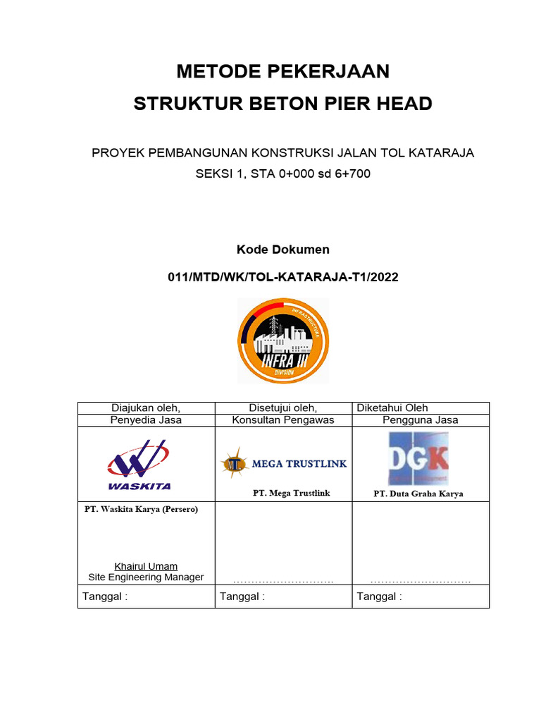 Metode Pekerjaan Struktur Pier Head | PDF