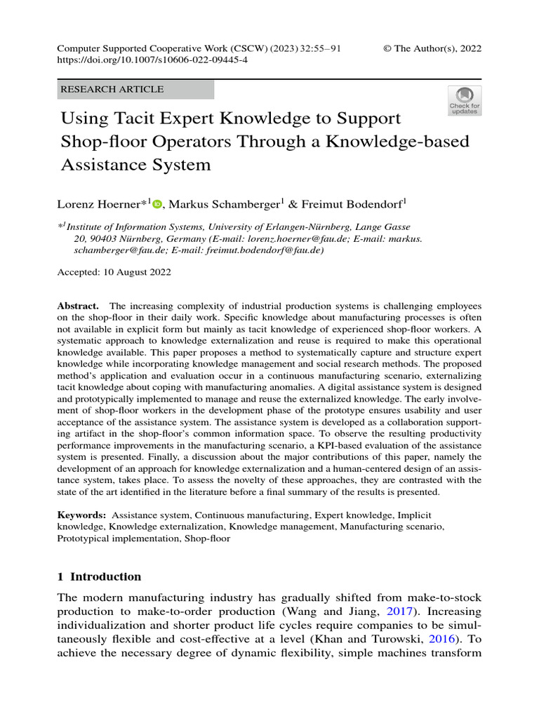 Using Tacit Expert Knowledge To Support Shop-Floor Operators Through A Knowledge-Based ...