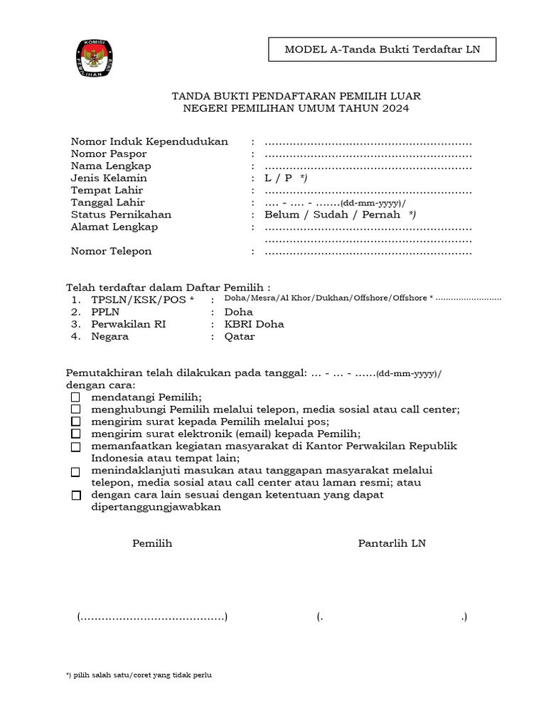 Form Model A Tanda Bukti Terdaftar LN | PDF Form Model A Tanda Bukti Terdaftar LN | PDF