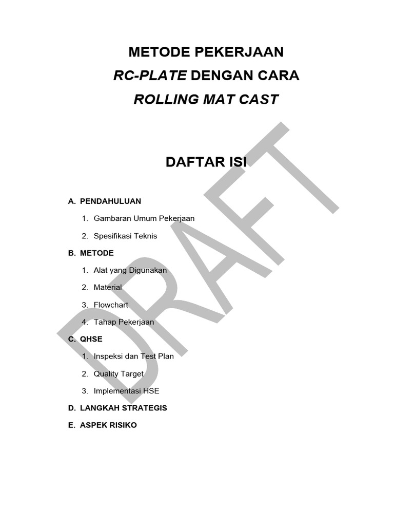 Metode Pekerjaan RC-Plate Roll Mat Case R1 | PDF