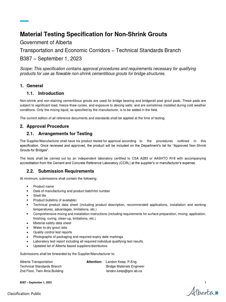 Non Shrink Grout Material Testing | PDF | Concrete | Cement