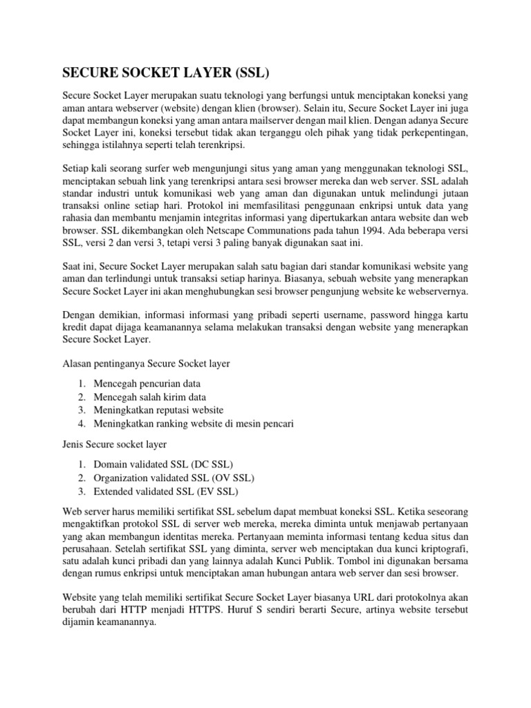 Secure Socket Layer | PDF | Komputer