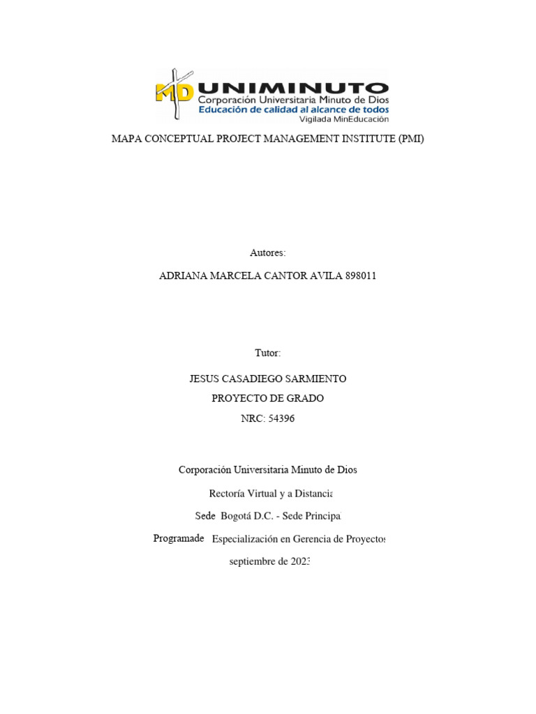 Mapa Conceptual Project Management Institute (Pmi) | PDF