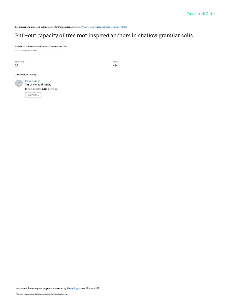 Tree Root Anchors in Granular Soils | PDF | Geotechnical Engineering | Soil