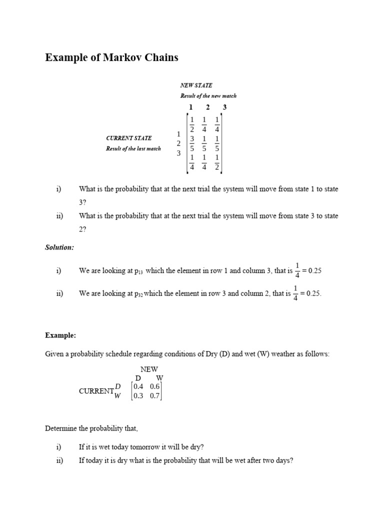 I O And Markov Pdf Eigenvalues And Eigenvectors Markov Chain 