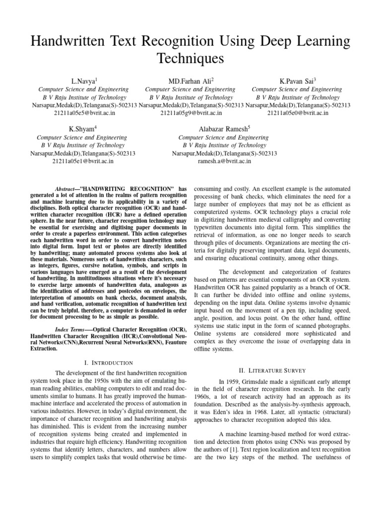 Handwritten Text Recgnition Final | PDF | Optical Character Recognition ...