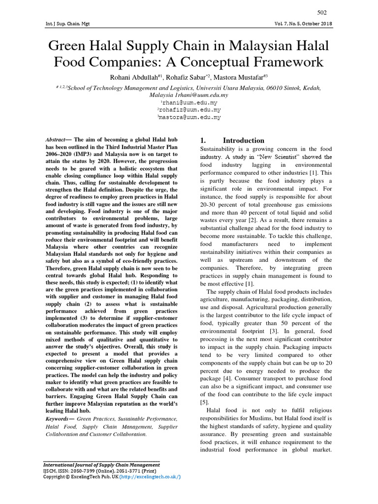 Green Halal Supply Chain | Download Free PDF | Sustainability | Supply ...