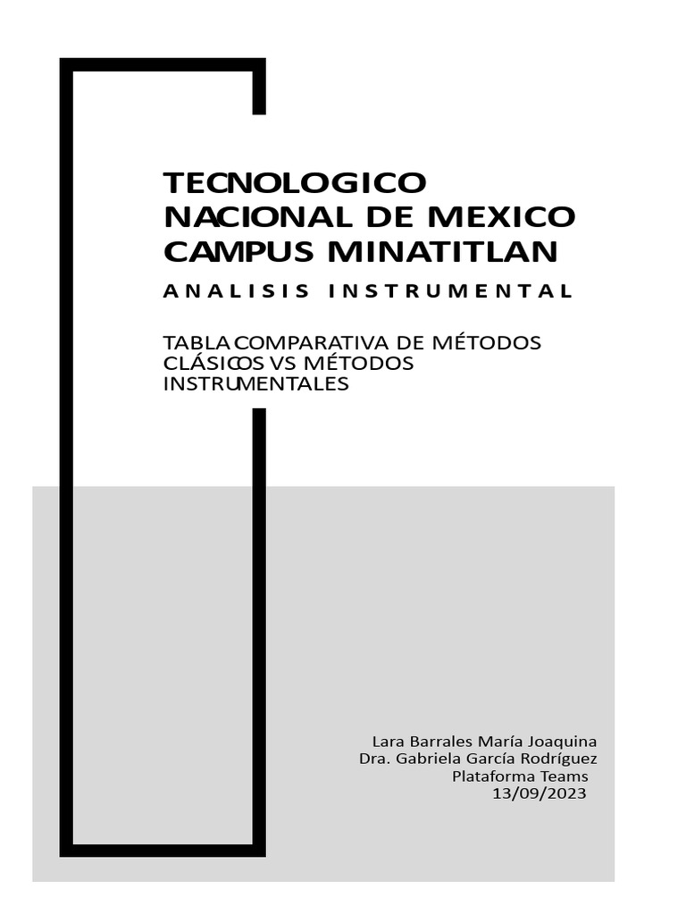 Instrumental Tabla | PDF | Química analítica | Medición