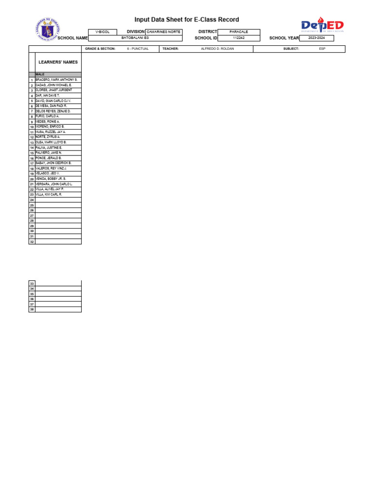 Grade 6 Punctual Esp Ecr | PDF