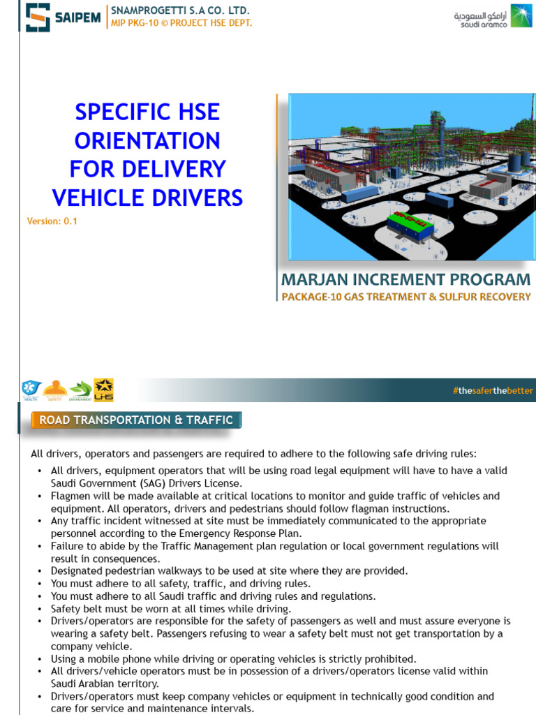 Specific HSE Orientation For Delivery Vehicle Drivers | PDF | Traffic ...