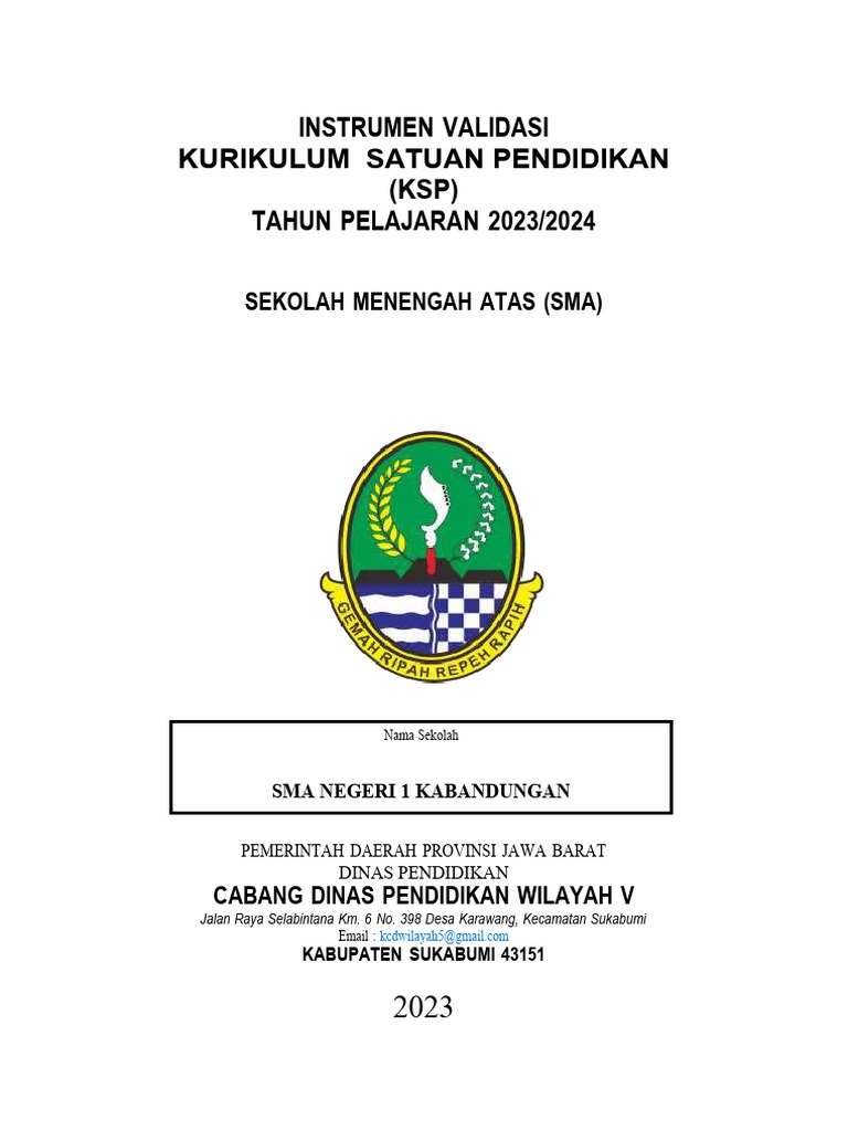 Sma-Instrumen Validasi Dokumen KSP 2023 2024 | PDF