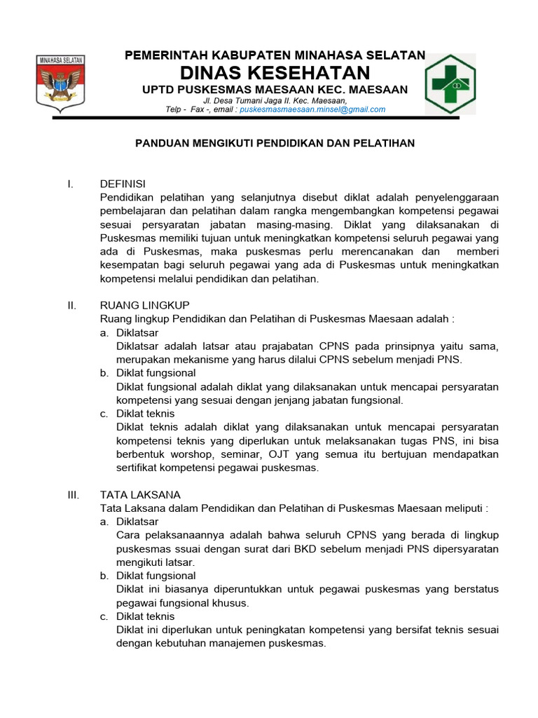 PANDUAN MENGIKUTI PENDIDIKAN DAN PELATIHAN Maesaan | PDF