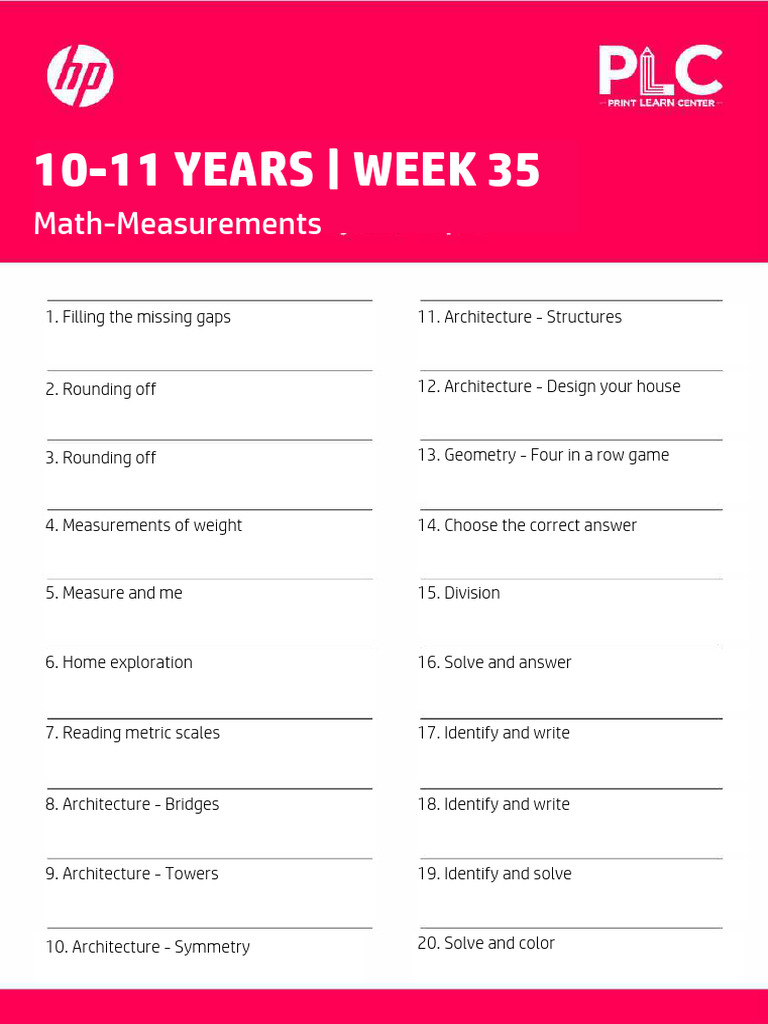 Architecture and Measurement Worksheets | PDF | Litre | Measurement