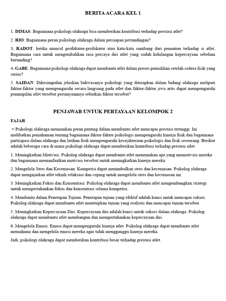 Berita Acara Kel 1 | PDF | Karier & Perkembangan