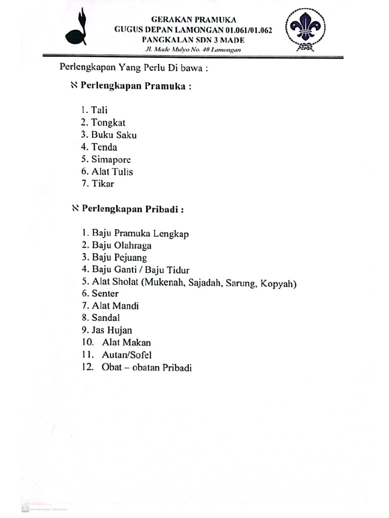 Perlengkapan PKJ | PDF