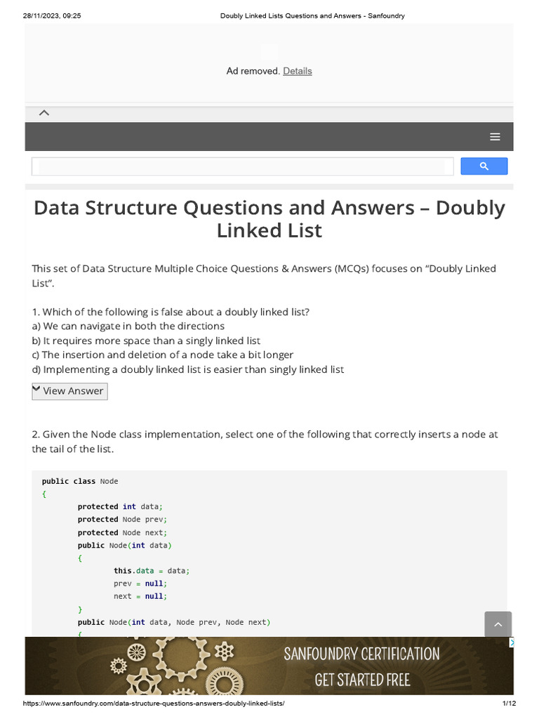 Doubly Linked Lists Questions and Answers | PDF | Software Development ... Doubly Linked Lists Questions and Answers | PDF | Software Development ...