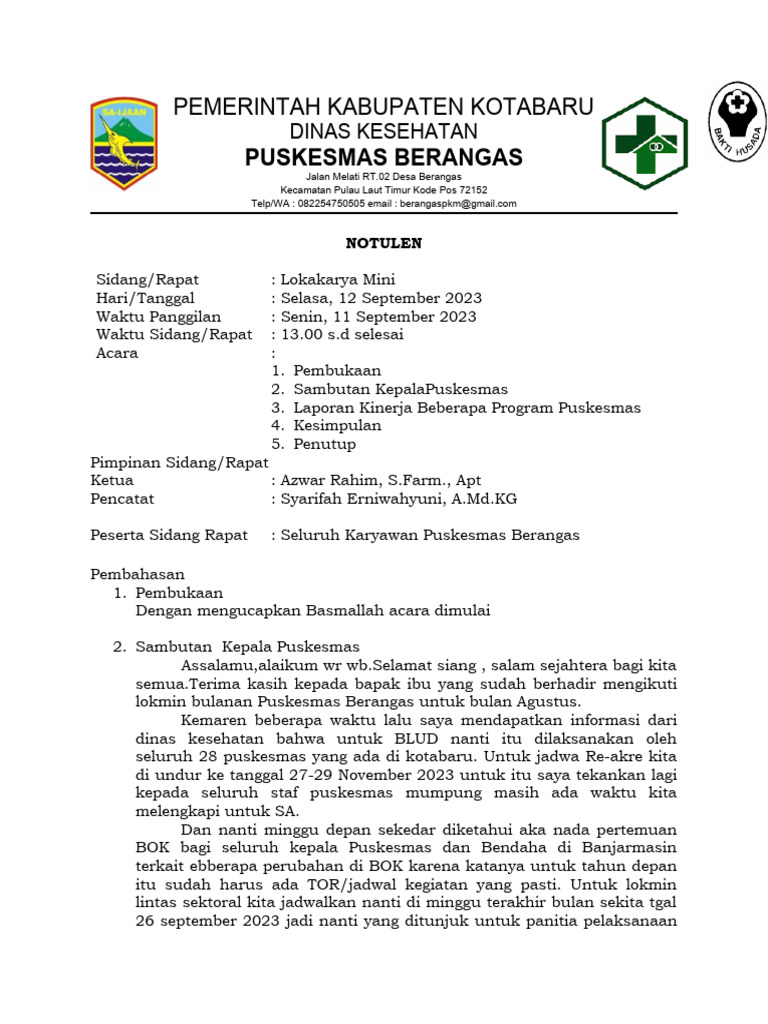 Notulen Agustus 2023 Fix | PDF