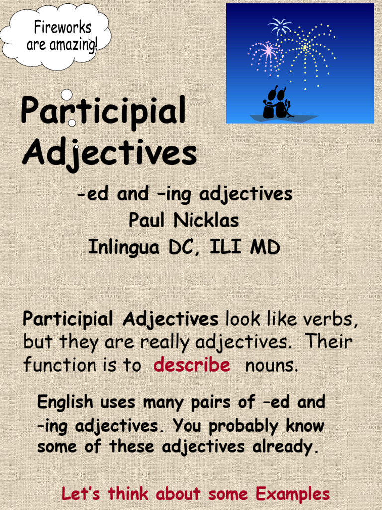 Understanding Participial Adjectives | PDF | Adjective | Linguistic ...