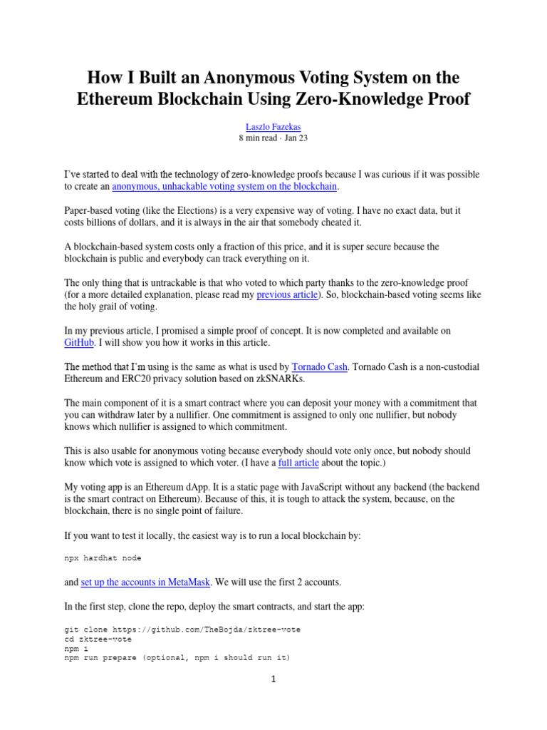 Anonymous Voting System Using Zero-Knowledge Proof | PDF | Identity Document | Qr Code