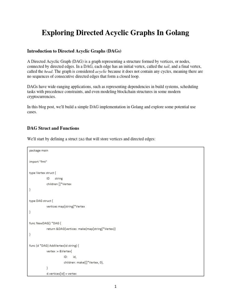 Exploring Directed Acyclic Graphs in Golang | PDF | Vertex (Graph ...