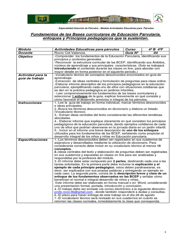 Guia 4 - 4o B 4of Actividades Educativas Atencion de Parvulos 1 | PDF ...