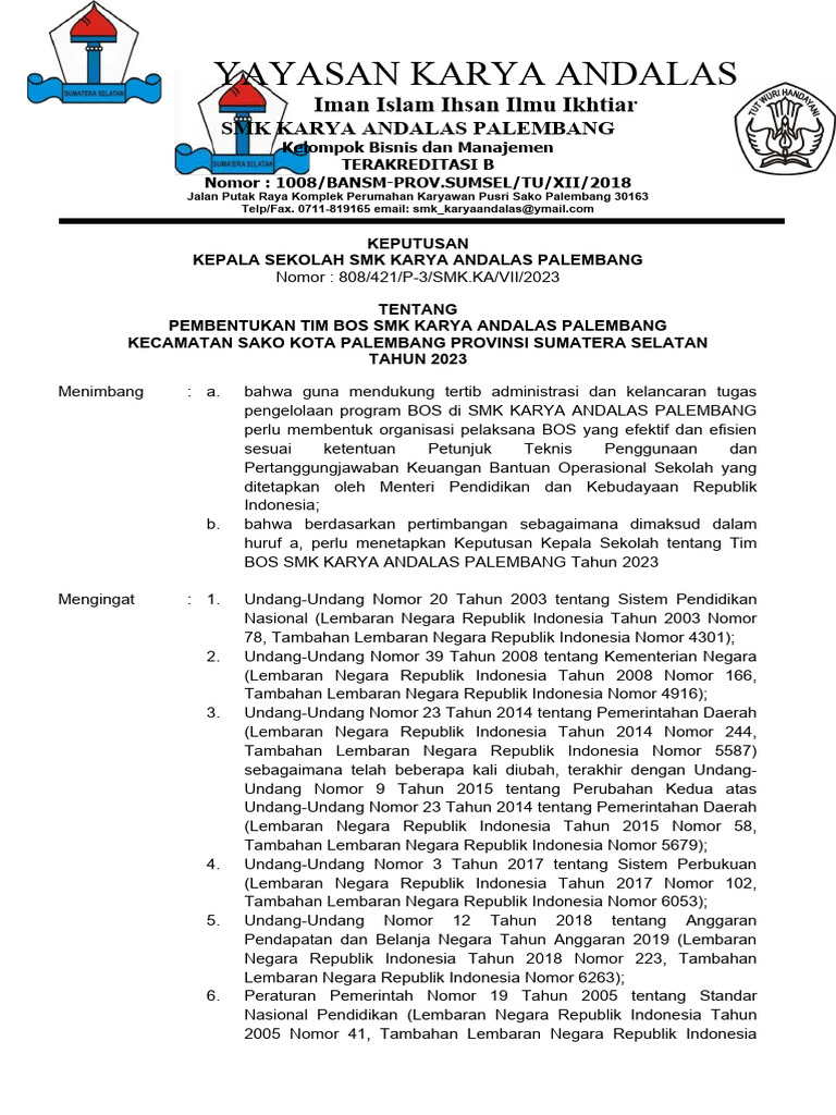 SK Tim BOS Reguler 2023 | PDF SK Tim BOS Reguler 2023 | PDF