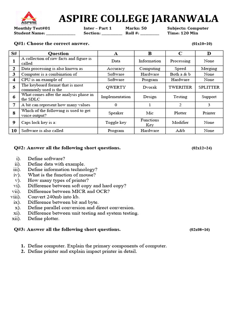 Comp (CH#01) | PDF | Computer Hardware | Software