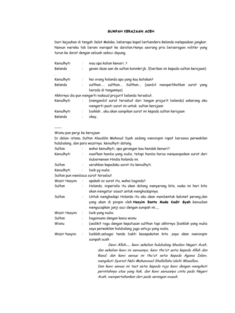 Sumpah Kerajaan Aceh - Susilo Arief | PDF
