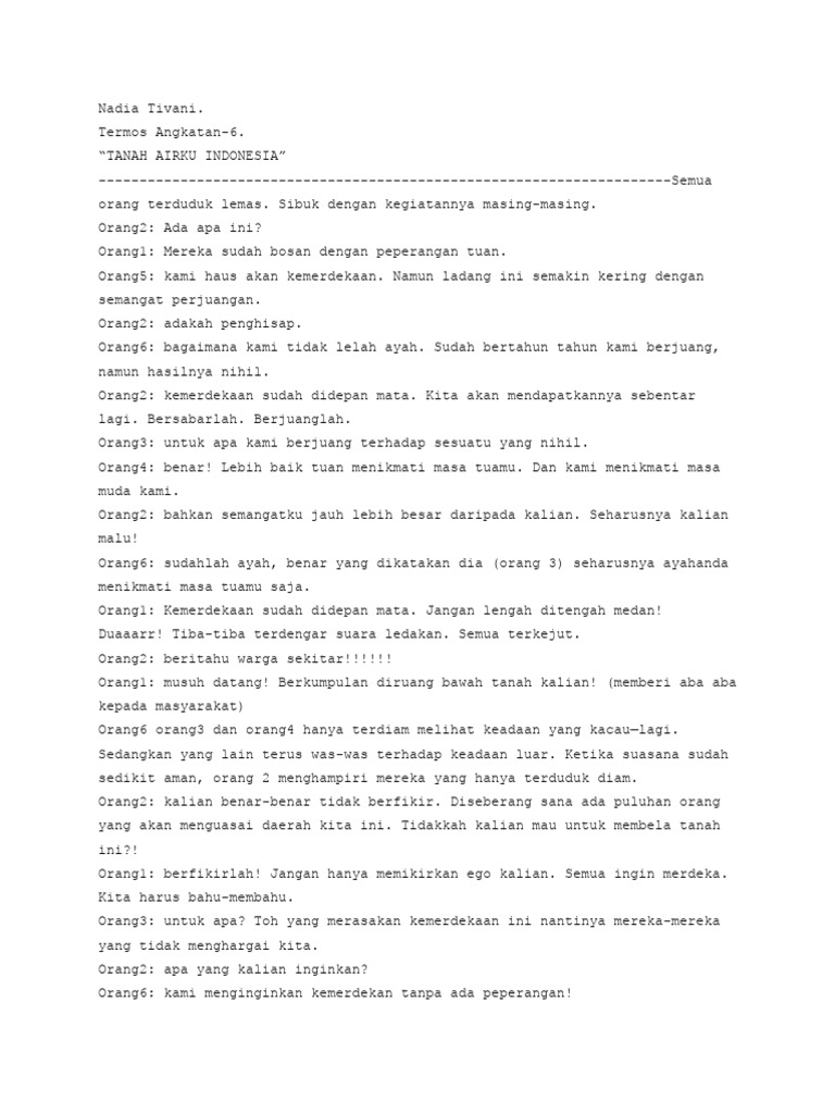 Naskah Tanah Airku Indonesia - Nadia Tivani | PDF