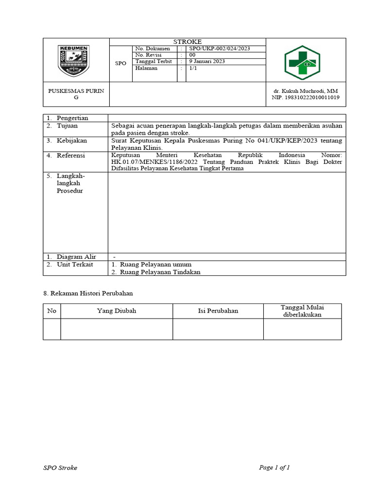 Sop Stroke 2023 Fix | PDF